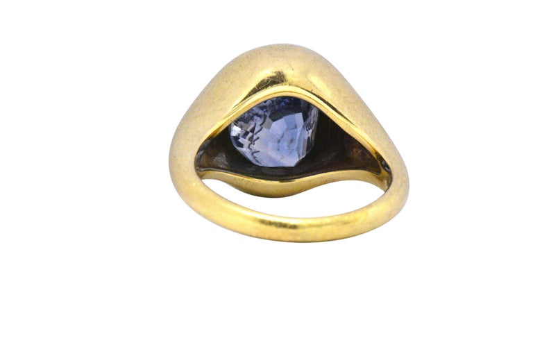 Early 6 .0 CTW Carved Ostrich Unheated Ceylon Sapphire 18K Gold Unisex ...