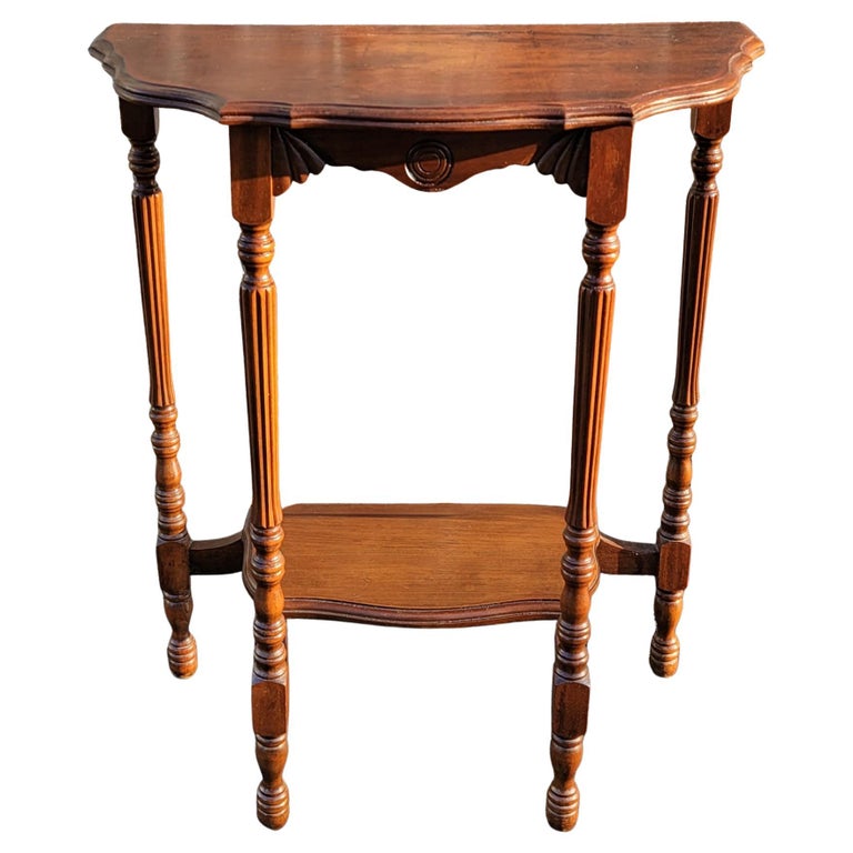 Early America Two-Tier Cherry Scalloped Edge Console Table, Circa 1940s ...