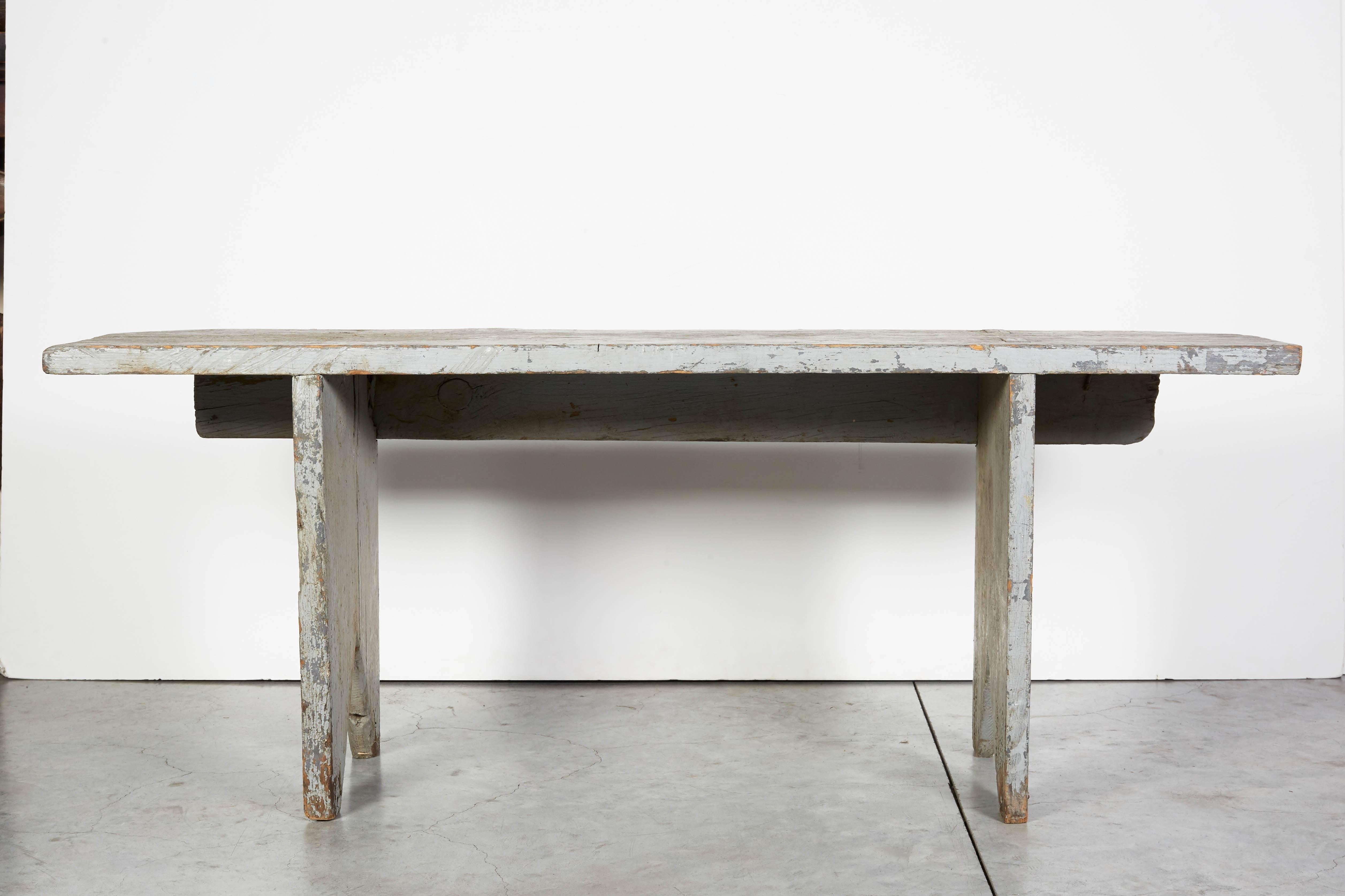 Early American Bench with Original Paint For Sale at 1stDibs