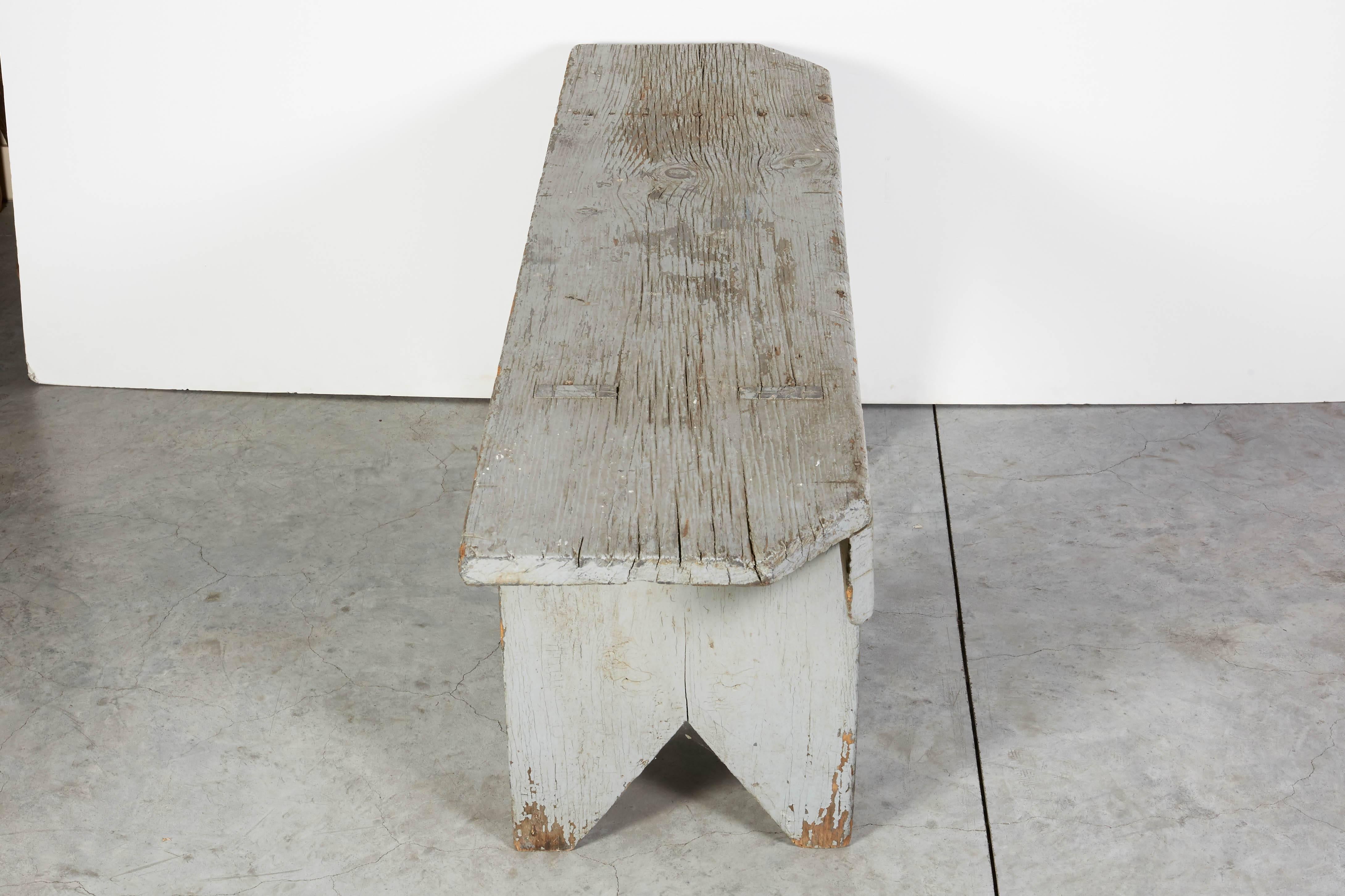 Early American Bench with Original Paint For Sale at 1stDibs