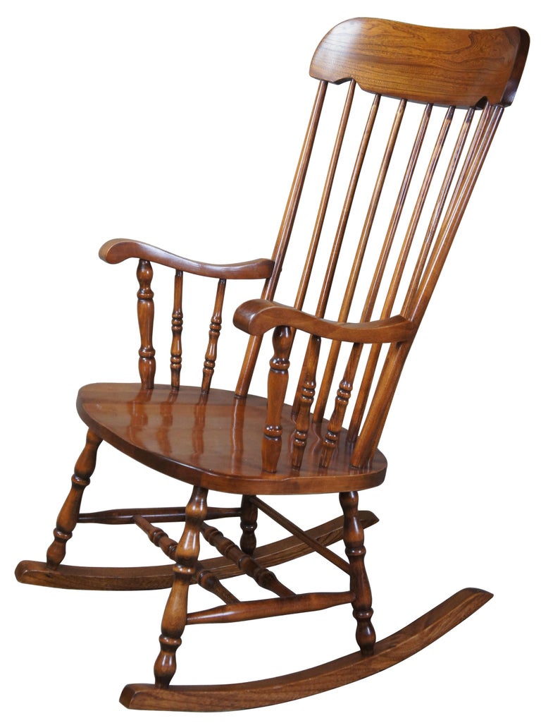 Early American Country Maple Spindle Rocking Chair Farmhouse Rocker ...