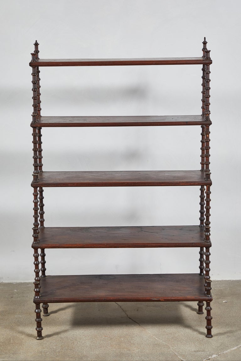Early American Five-Tiered Step Spool Shelf at 1stDibs