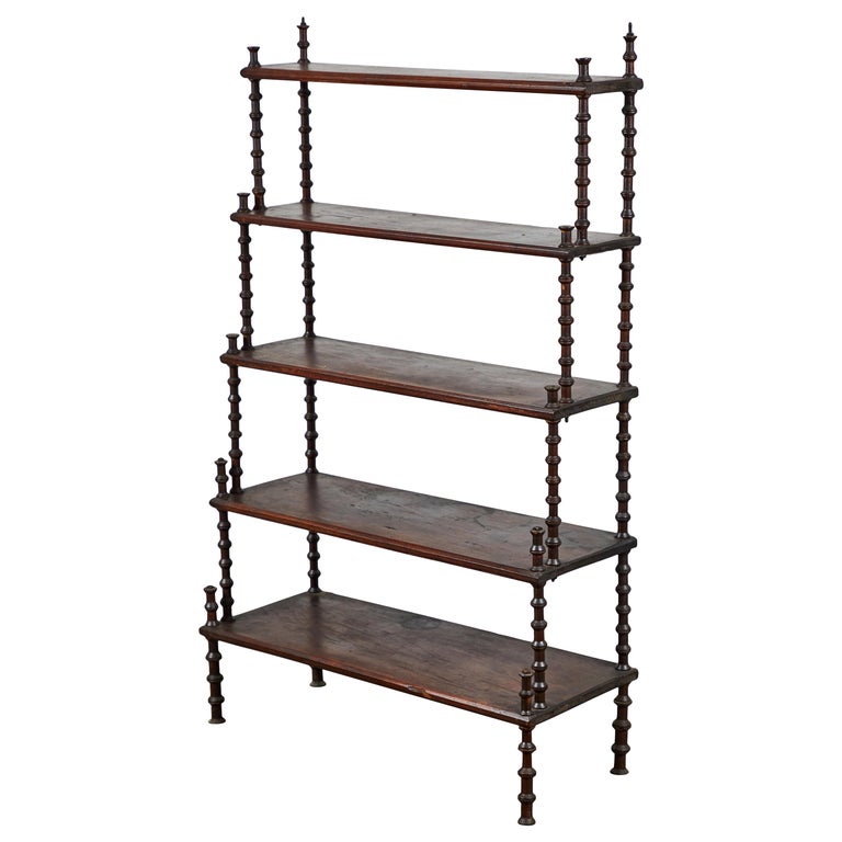 Early American Five-Tiered Step Spool Shelf at 1stDibs