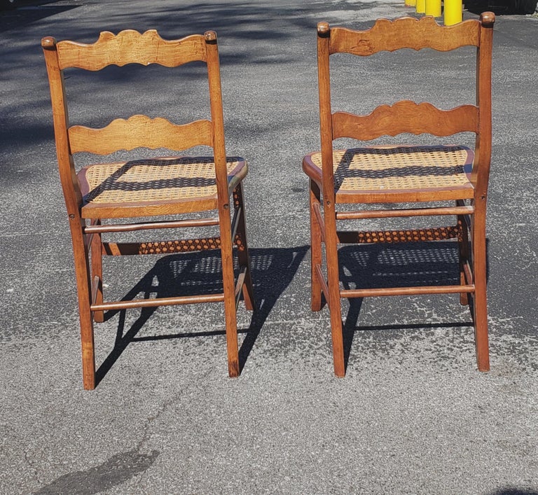 Early American Ladder Back Maple and Cane Seat Chairs, a Pair, circa ...