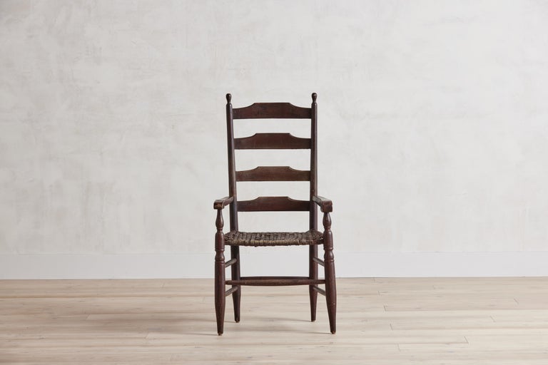 Early American Ladderback Rush Chair For Sale at 1stDibs