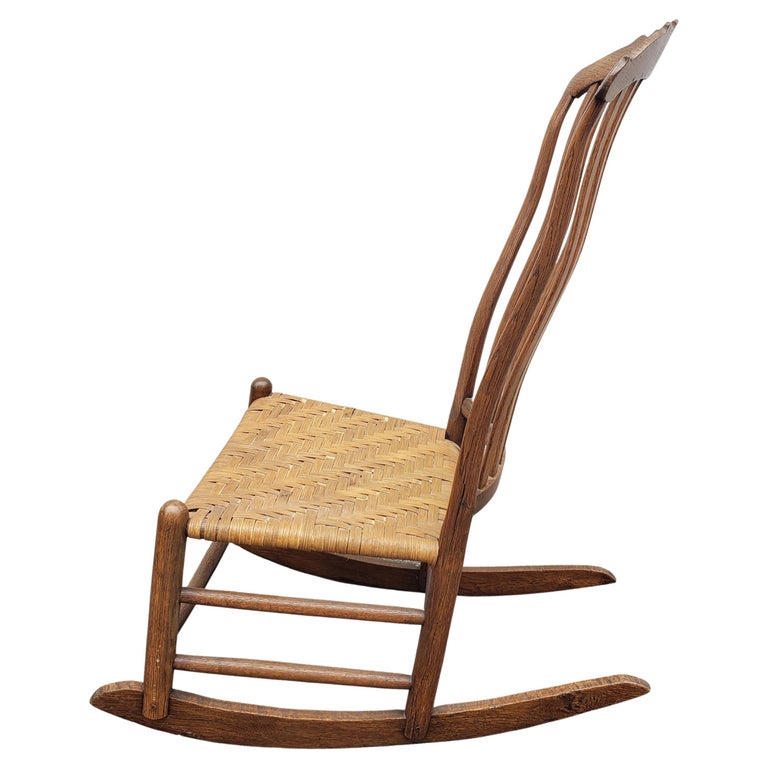 Early American Oak and Split Reed Seat Rocker, Circa 1960s For Sale at ...