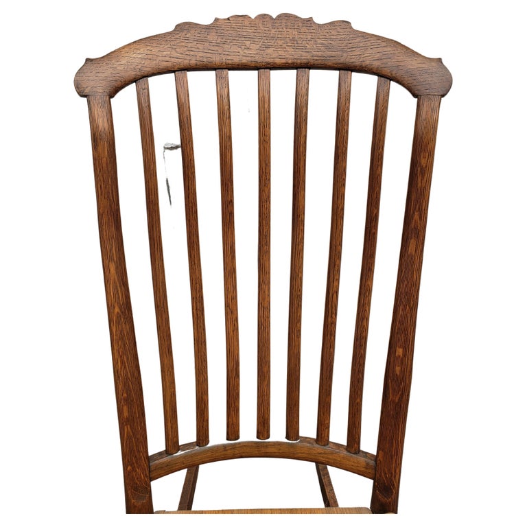 Early American Oak and Split Reed Seat Rocker, Circa 1960s For Sale at ...