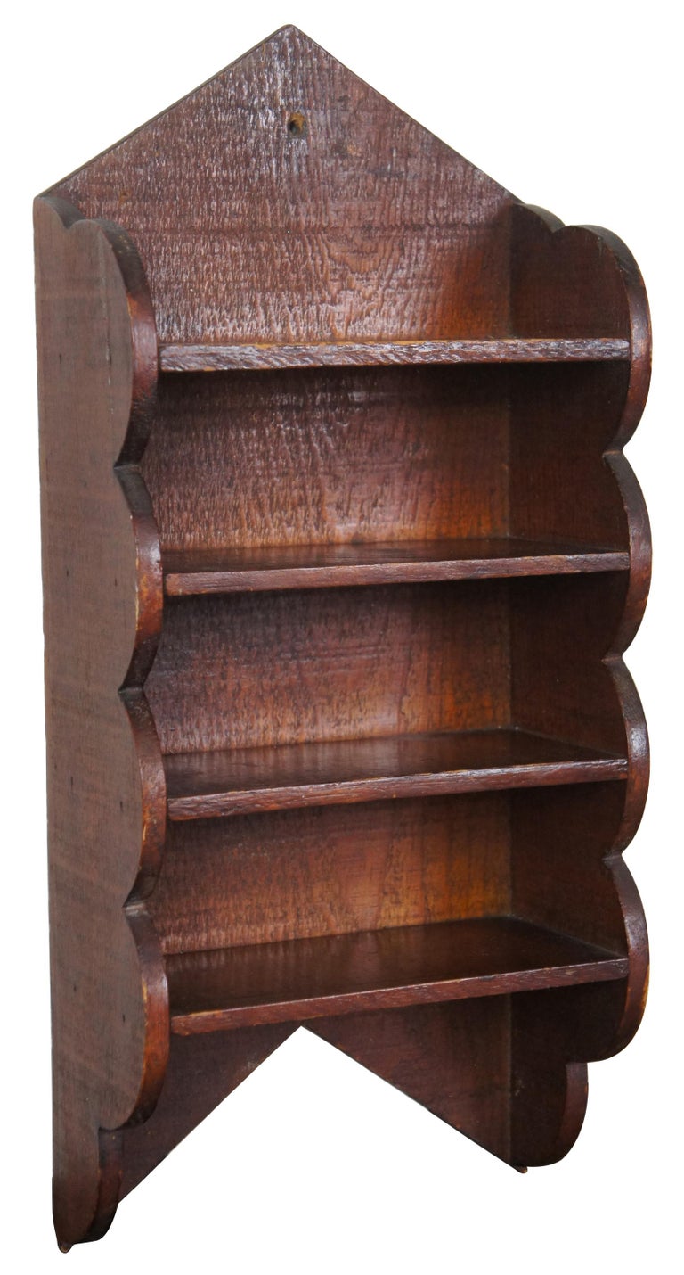 Early American Primitive Oak 4-Tier Country Farmhouse Scallop Wall ...