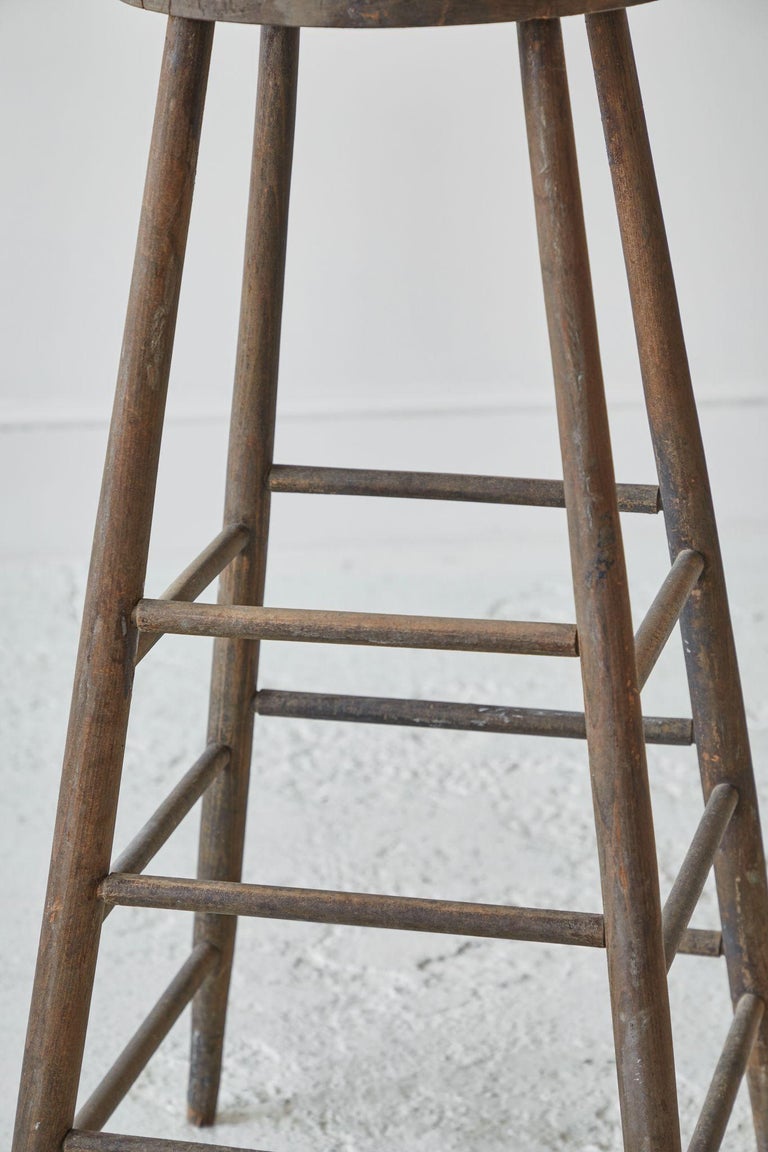 Early American Rustic Tall Stool at 1stDibs | tall rustic wooden stool