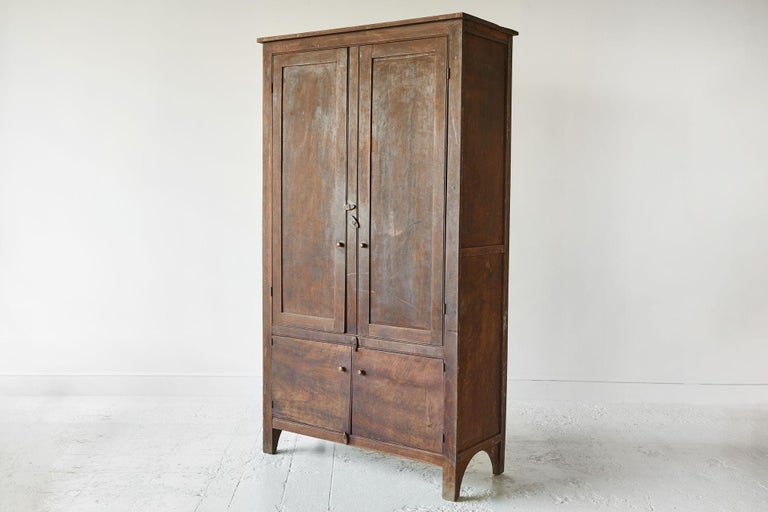 Early American Rustic Wardrobe Cabinet at 1stDibs