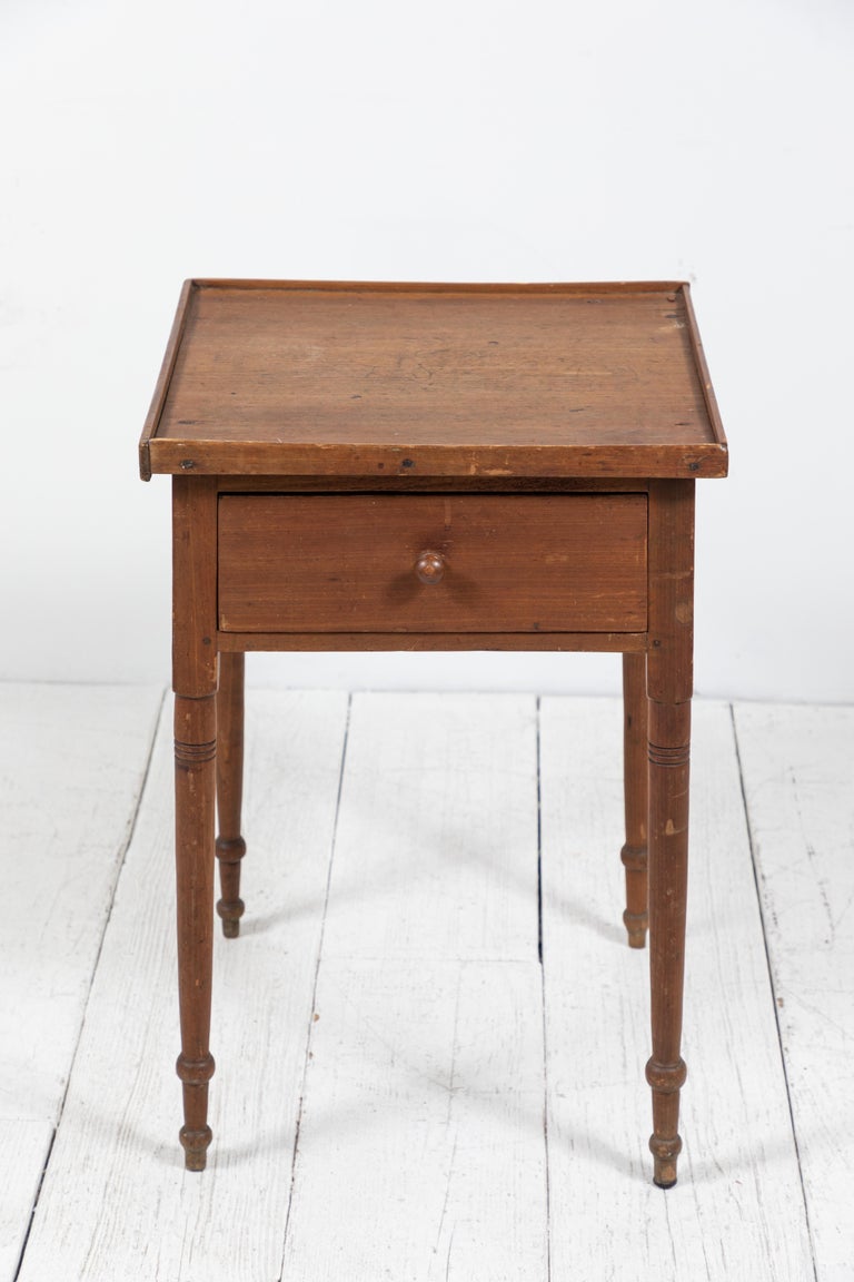 Early American Single Drawer Side Table with Tapered Legs at 1stDibs