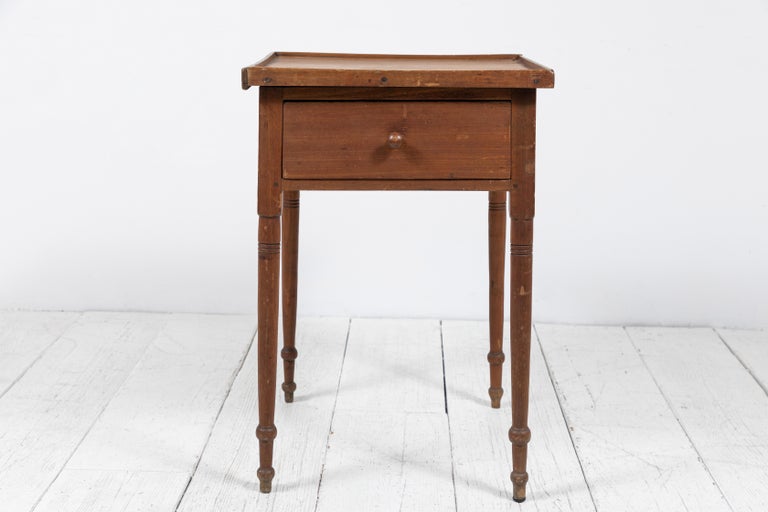 Early American Single Drawer Side Table with Tapered Legs at 1stDibs