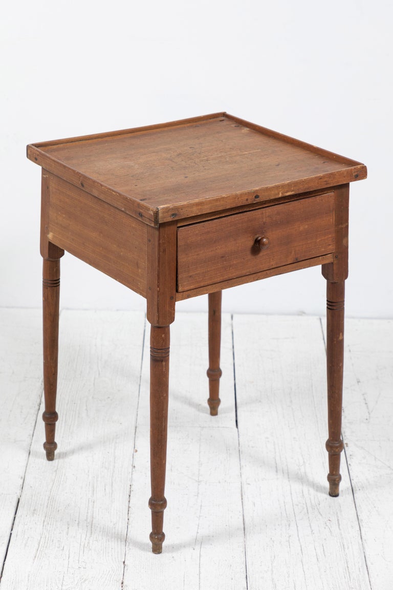 Early American Single Drawer Side Table with Tapered Legs at 1stDibs