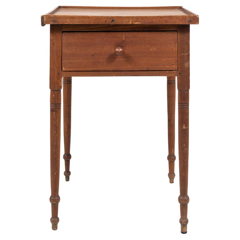Early American Single Drawer Side Table with Tapered Legs at 1stDibs