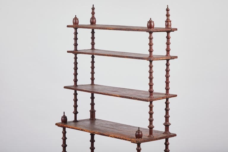 Early American Step Back Spool Shelf at 1stDibs