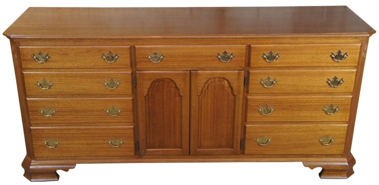 Early American Style Solid Mahogany 11-Drawer Triple Dresser Colonial ...