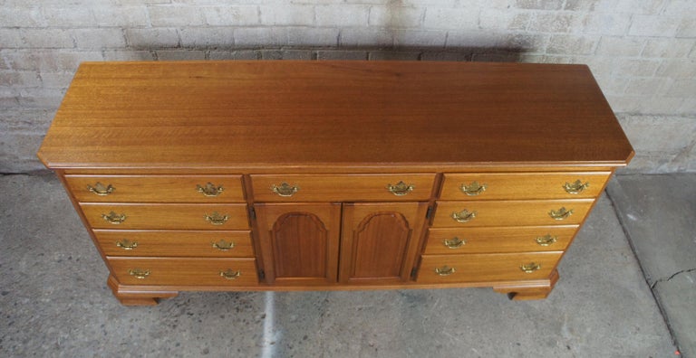 Early American Style Solid Mahogany 11-Drawer Triple Dresser Colonial ...