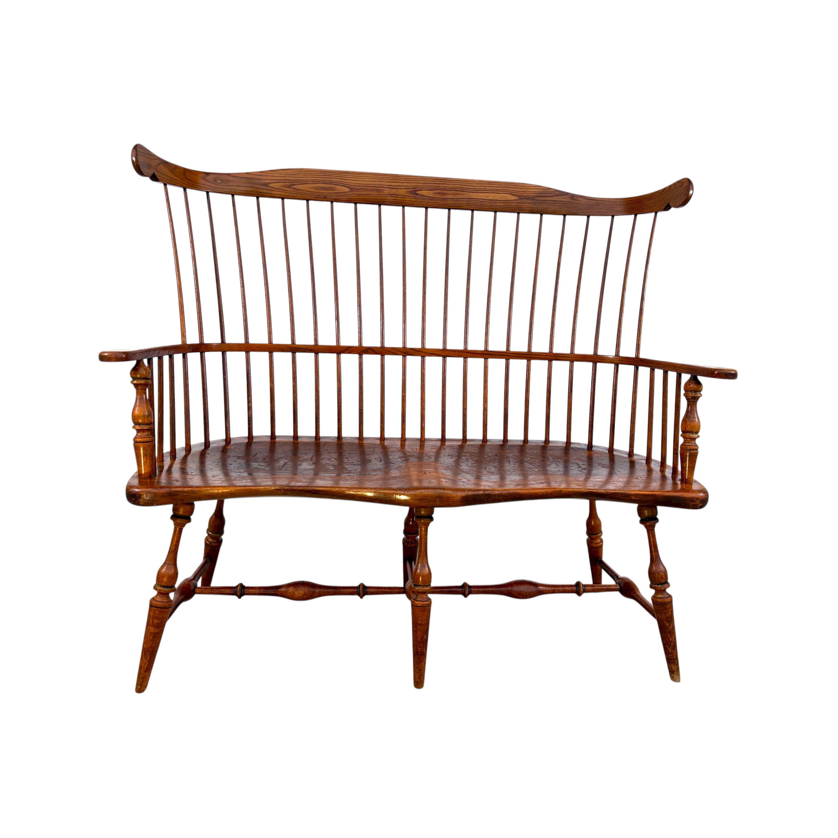 Antique Early 19th Century Chesapeake Windsor Settee With Cattail ...