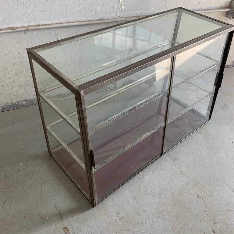 Early American Vintage Two-Tier Sheet Metal Table Top Shop Display Case ...
