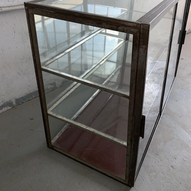 Early American Vintage Two-Tier Sheet Metal Table Top Shop Display Case ...