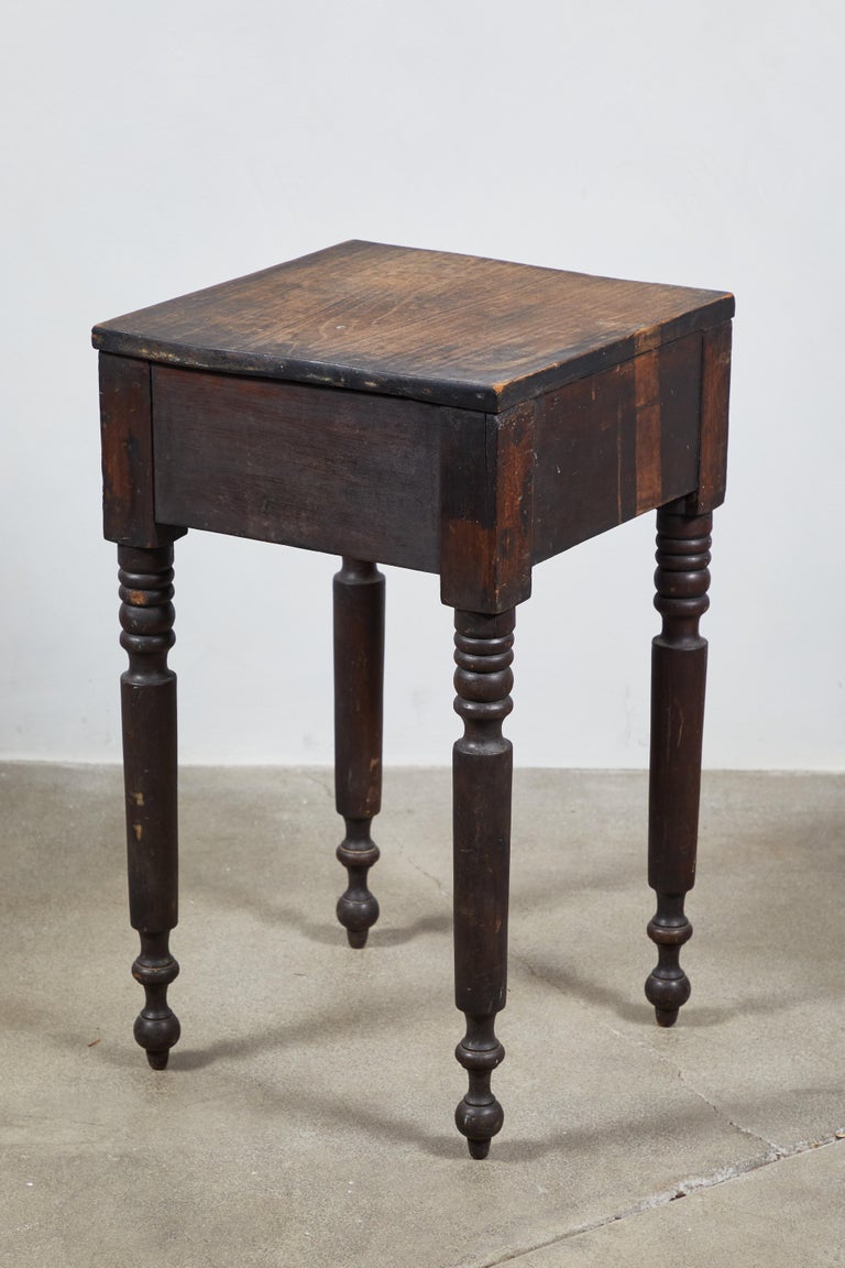 Early American Walnut Side Table with Drawer and Turned Legs at 1stDibs ...