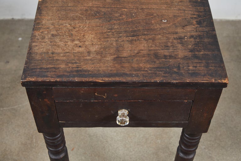 Early American Walnut Side Table with Drawer and Turned Legs at 1stDibs ...