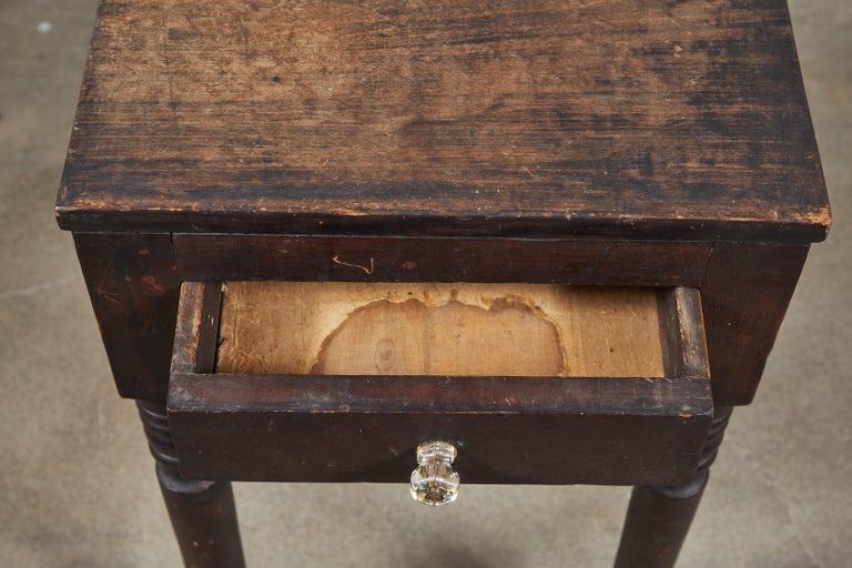 Early American Walnut Side Table with Drawer and Turned Legs at 1stDibs ...
