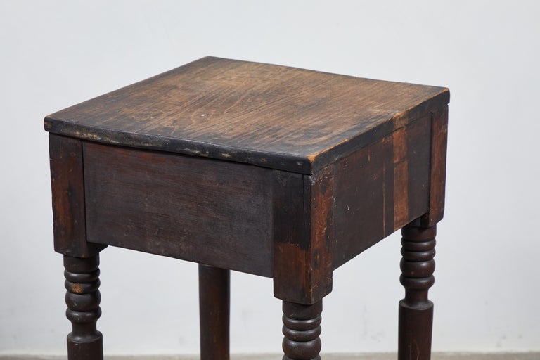 Early American Walnut Side Table with Drawer and Turned Legs at 1stDibs ...