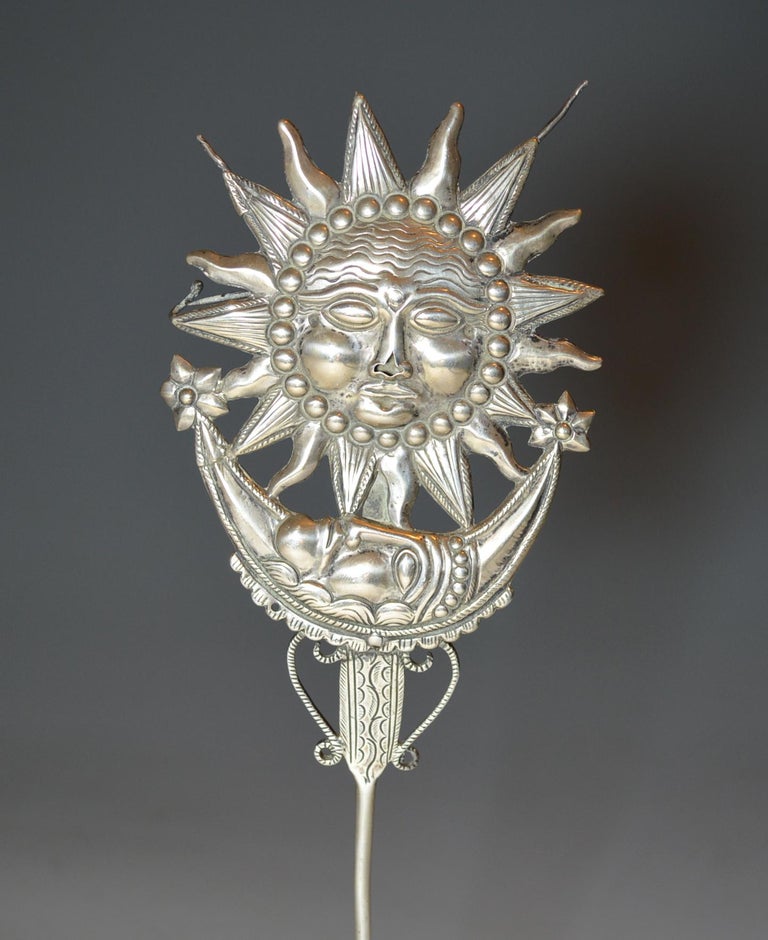 Early Antique Andean Colonial Silver Sun Moon Tupu 18th-19th Century ...