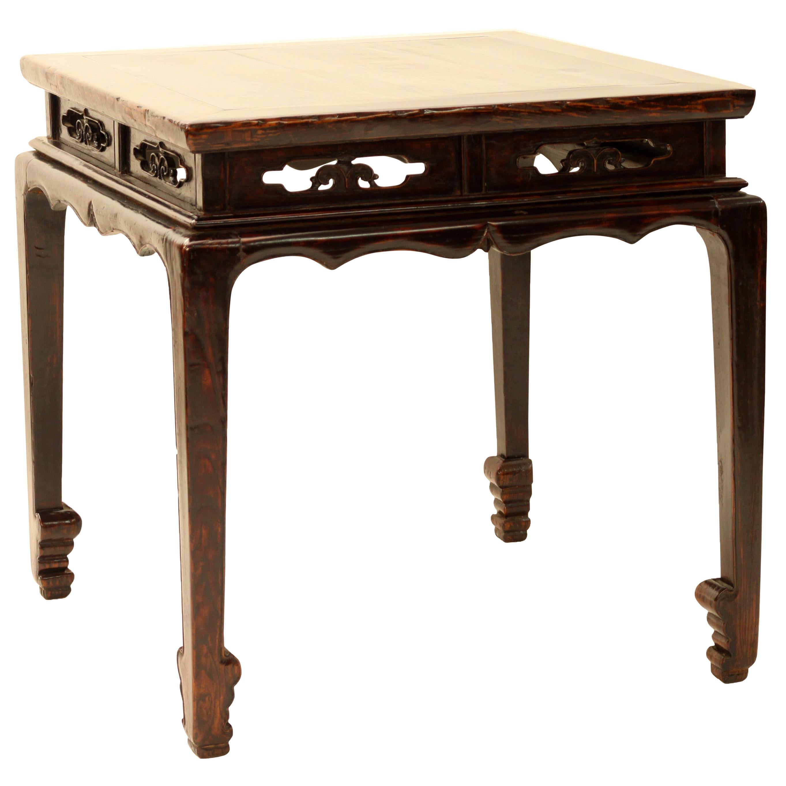 Early Antique Chinese Square Incense Table High Open-Carved Waist and ...