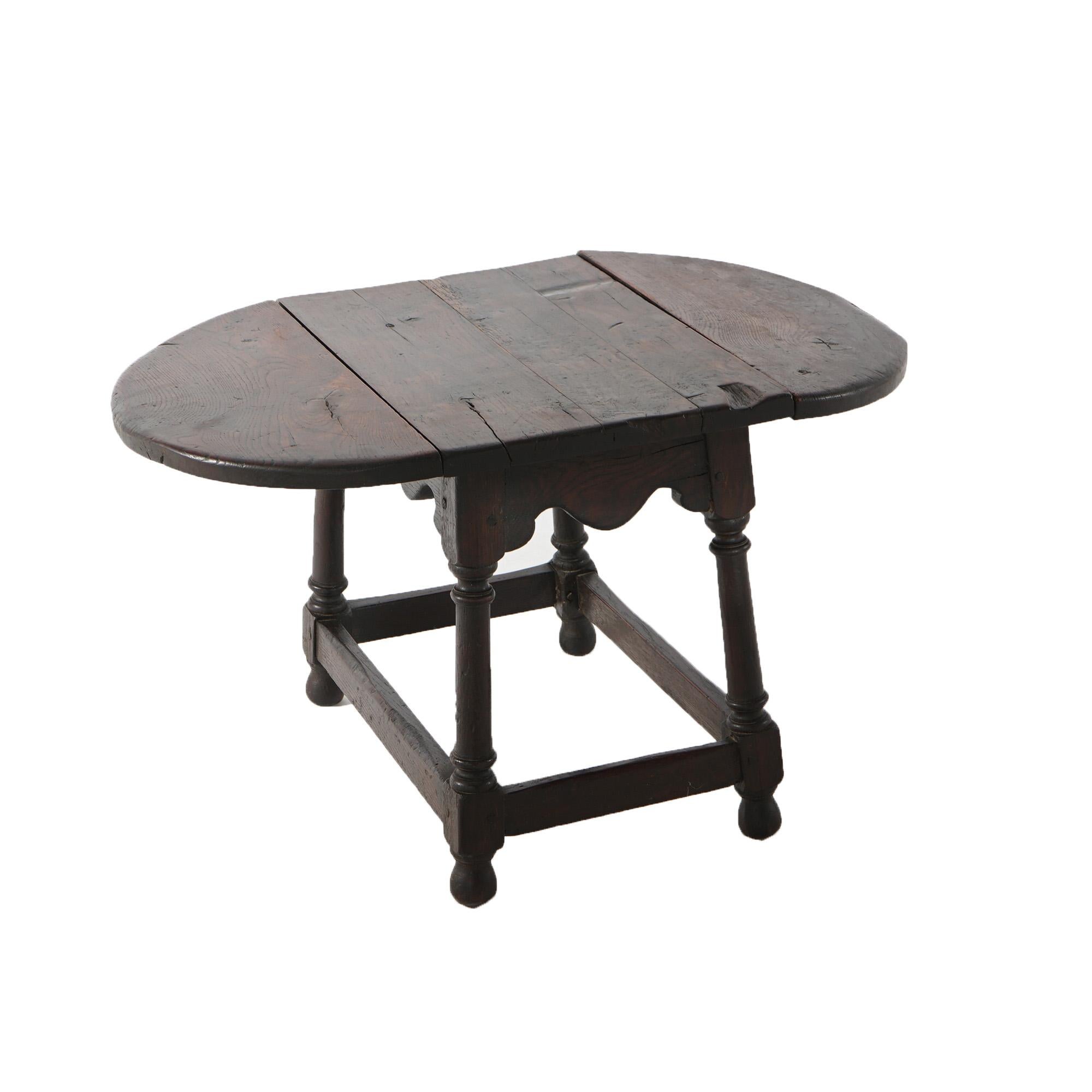 Early Antique English William and Mary Walnut Drop Leaf Side Table 16th ...