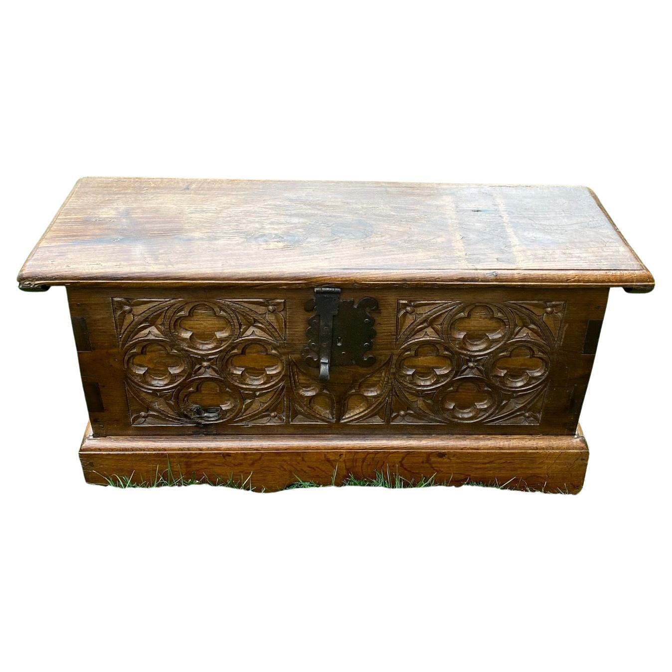 Super Early Antique 18th Century French Carved Coffer Chest For Sale at ...