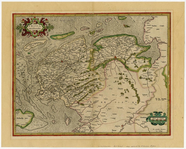 Early Antique Map of the Dutch Provinces of Friesland and Groningen ...