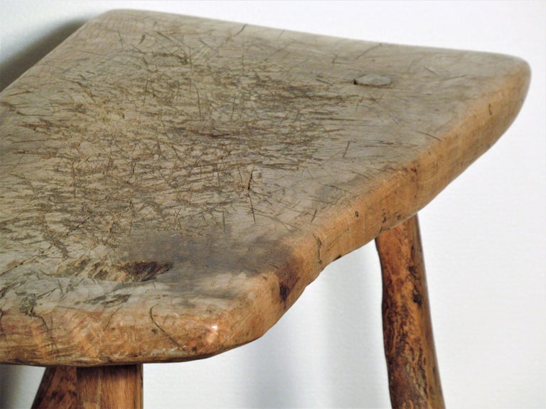 Early Antique Primitive Burl Wood Slab Stool at 1stDibs