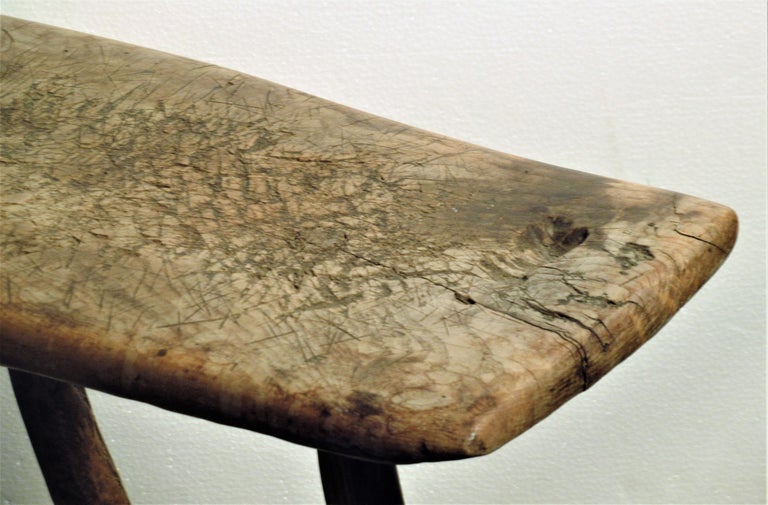 Early Antique Primitive Burl Wood Slab Stool at 1stDibs