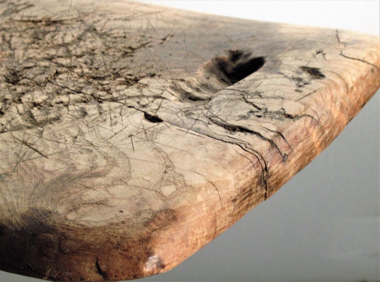 Early Antique Primitive Burl Wood Slab Stool at 1stDibs