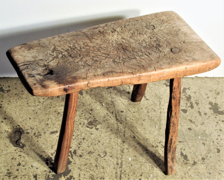 Early Antique Primitive Burl Wood Slab Stool at 1stDibs