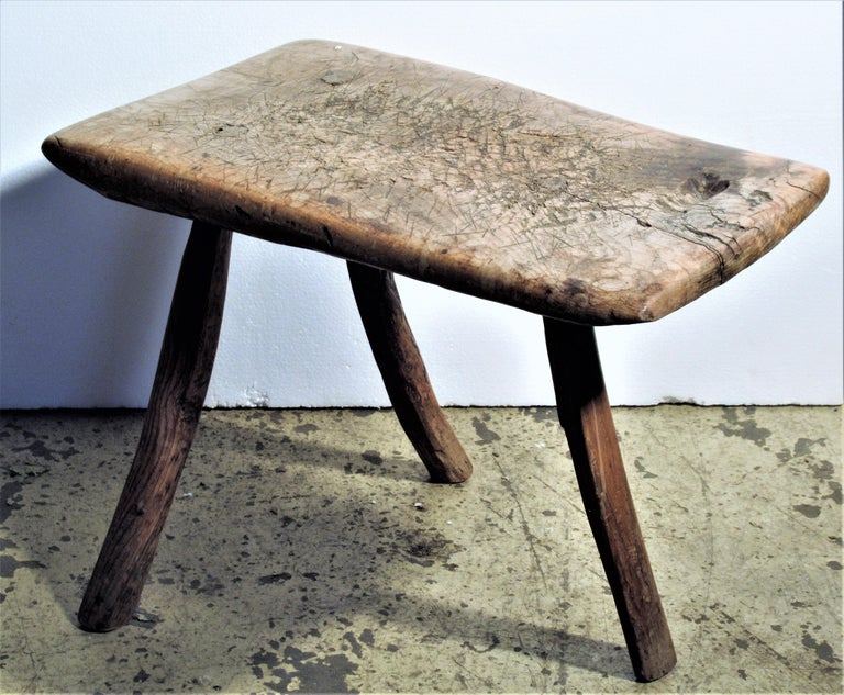 Early Antique Primitive Burl Wood Slab Stool at 1stDibs