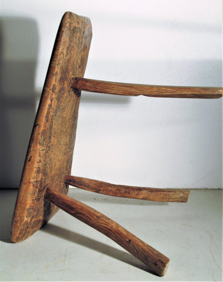 Early Antique Primitive Burl Wood Slab Stool at 1stDibs