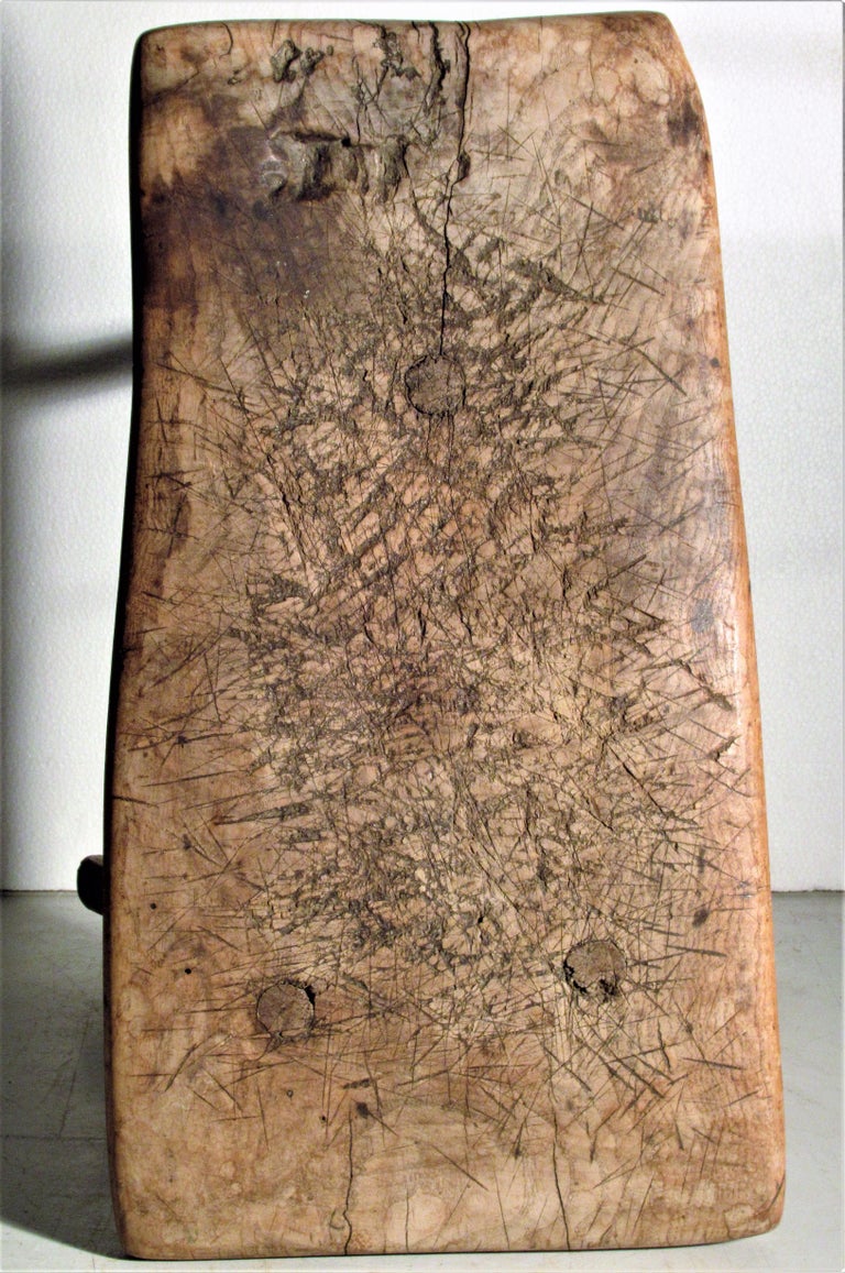 Early Antique Primitive Burl Wood Slab Stool at 1stDibs