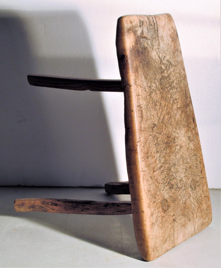 Early Antique Primitive Burl Wood Slab Stool at 1stDibs