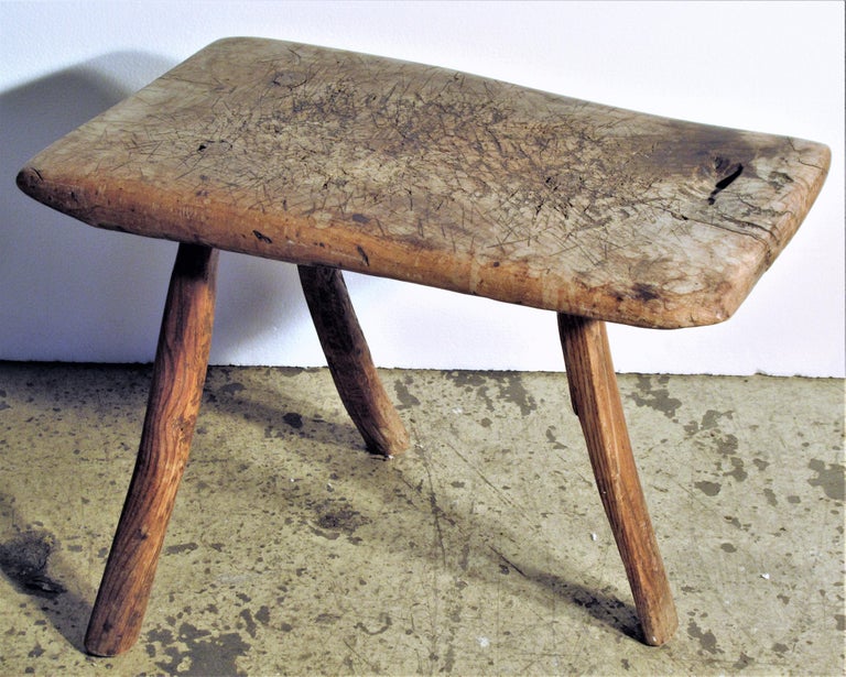 Early Antique Primitive Burl Wood Slab Stool at 1stDibs
