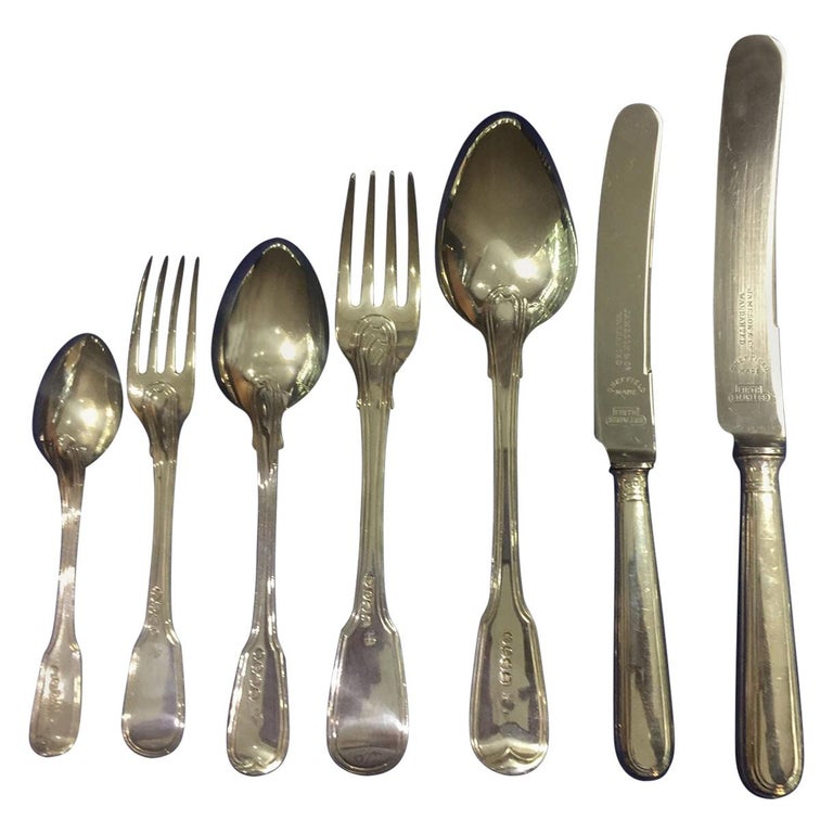 Early Antique Silver George III Flatware Service in Fiddle Thread ...