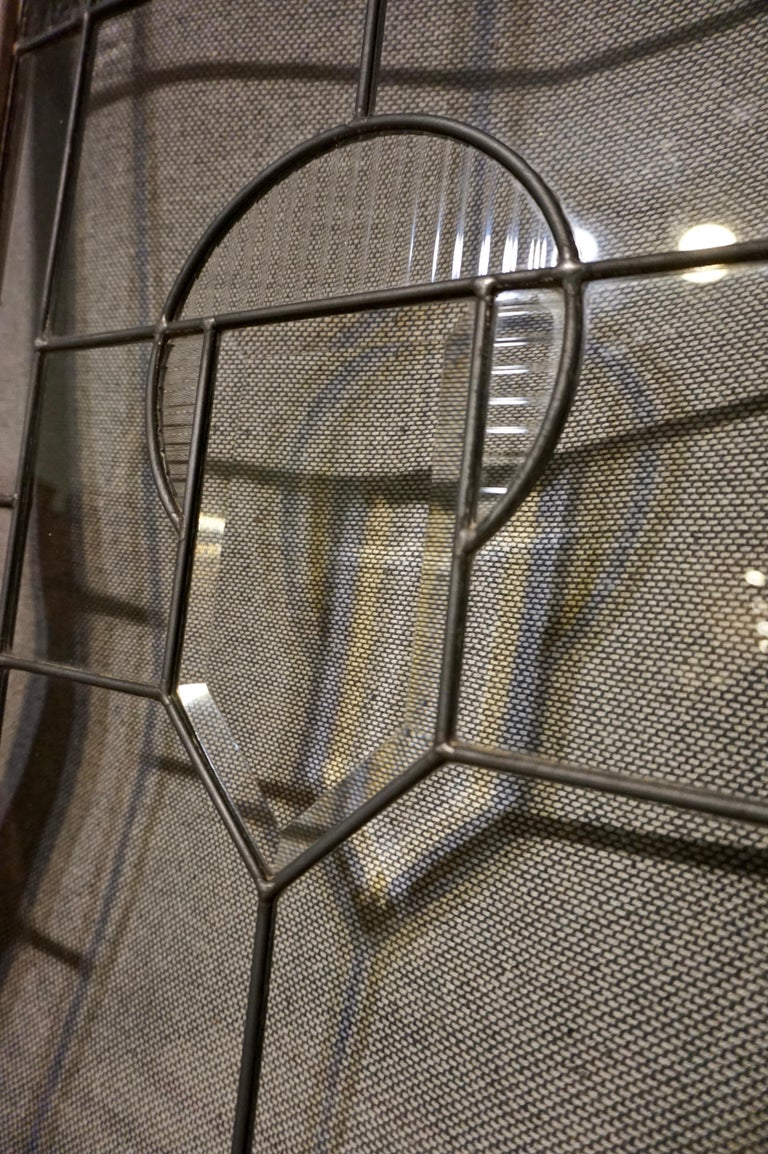 Early Art Deco Lead Bevel Glass Window in Frame For Sale at 1stDibs