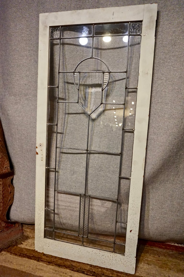 Early Art Deco Lead Bevel Glass Window in Frame For Sale at 1stDibs