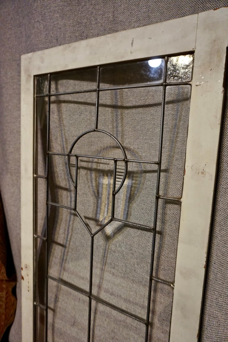 Early Art Deco Lead Bevel Glass Window in Frame For Sale at 1stDibs