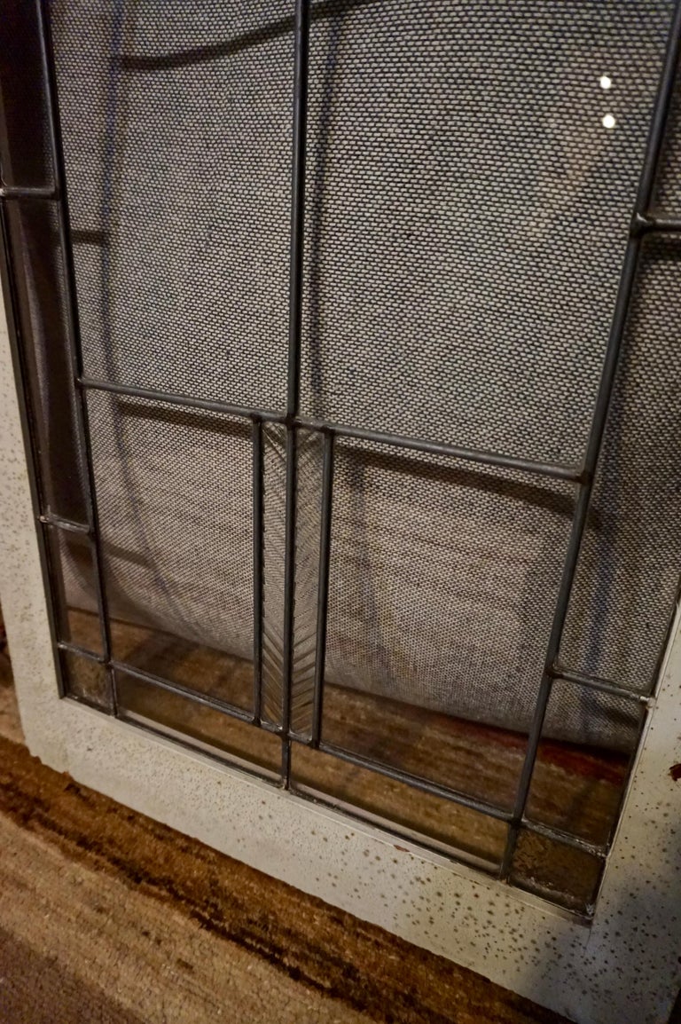 Early Art Deco Lead Bevel Glass Window in Frame For Sale at 1stDibs