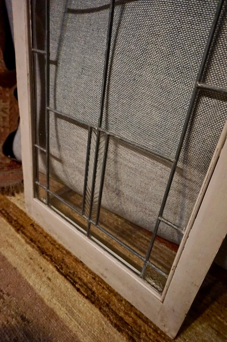 Early Art Deco Lead Bevel Glass Window in Frame For Sale at 1stDibs
