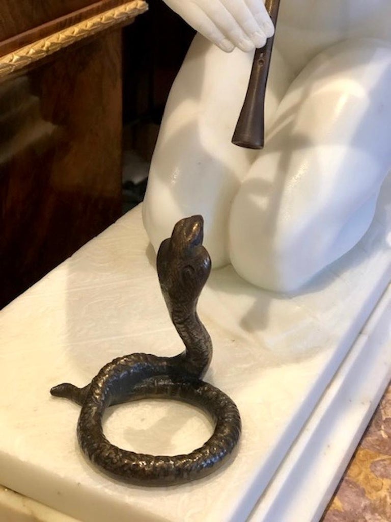 Early Art Deco Marble Figure of a Snake Charmer by Guglielmo Pugi ...