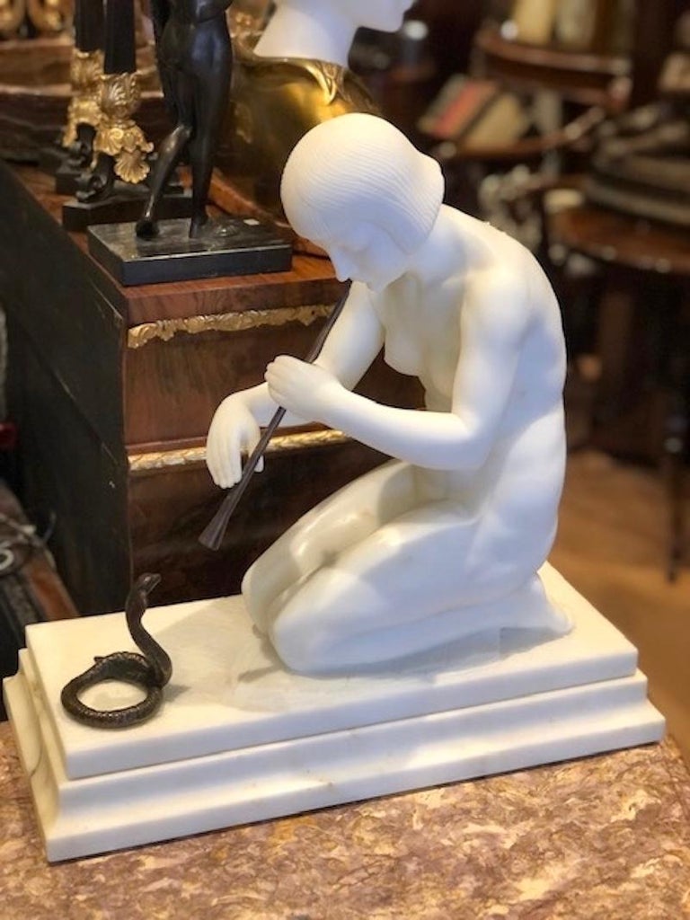 Early Art Deco Marble Figure of a Snake Charmer by Guglielmo Pugi ...